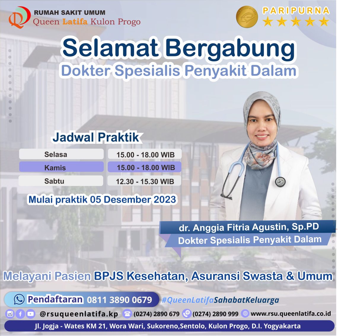 Selamat Bergabung Dokter Spesialis Penyakit Dalam – RSU Queen Latifa Kulon Progo