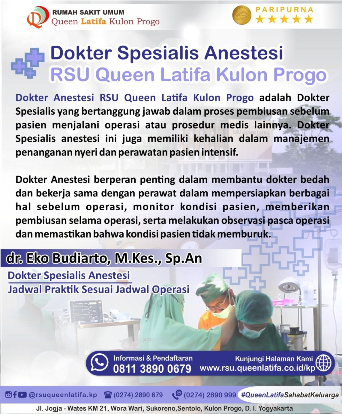 Layanan Dokter Spesialis Anestesi – RSU Queen Latifa Kulon Progo